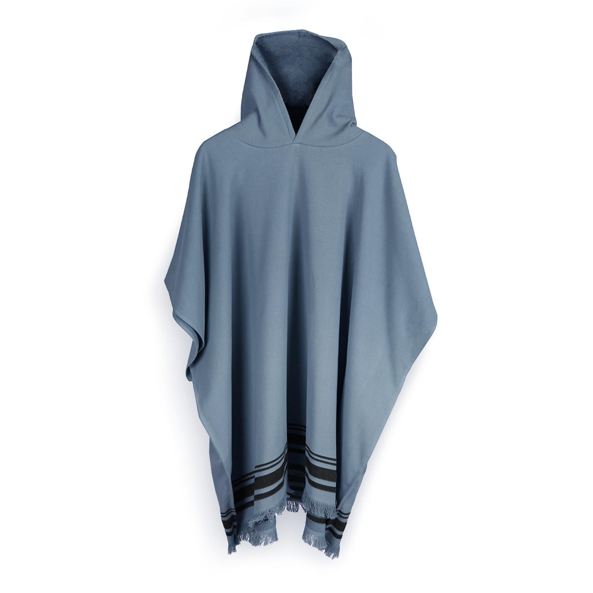Poncho éponge 100x88 coton bleu orage / noir | Leroy Merlin