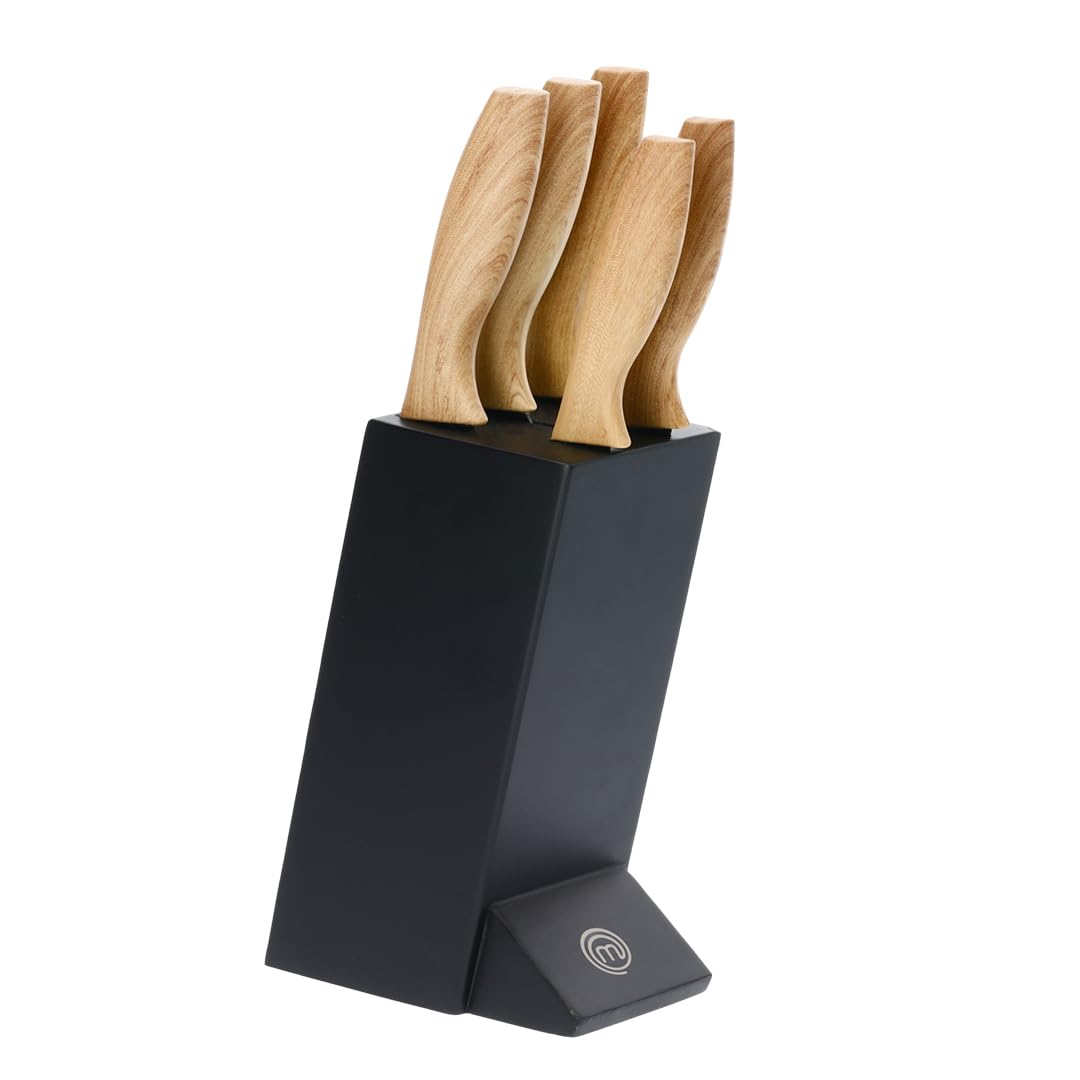 MasterChef Set Coltelli da Cucina con Ceppo Legno, Portacoltelli con ...
