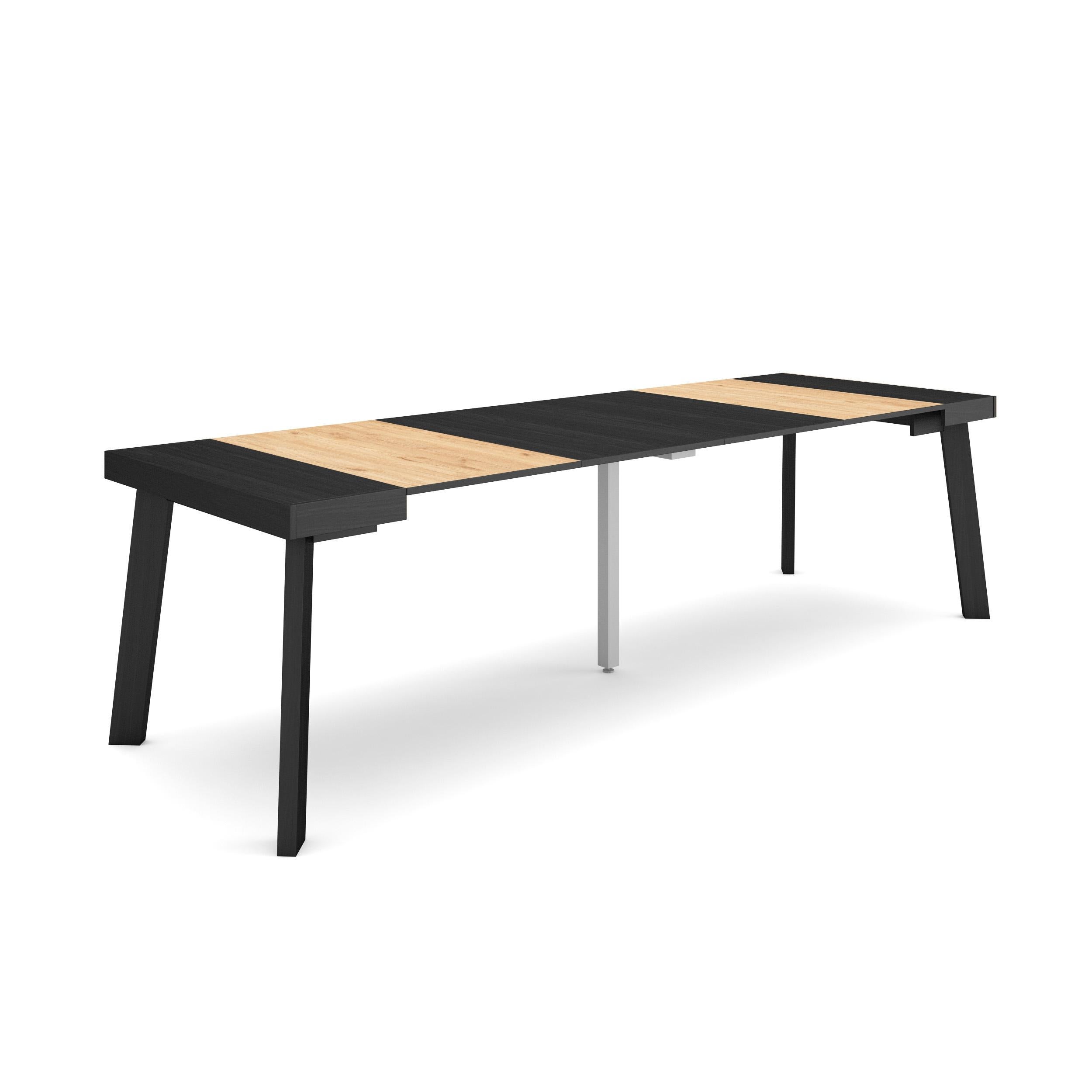 Table console extensible, 260, Pour 12 personnes, Pieds en bois, Noir ...