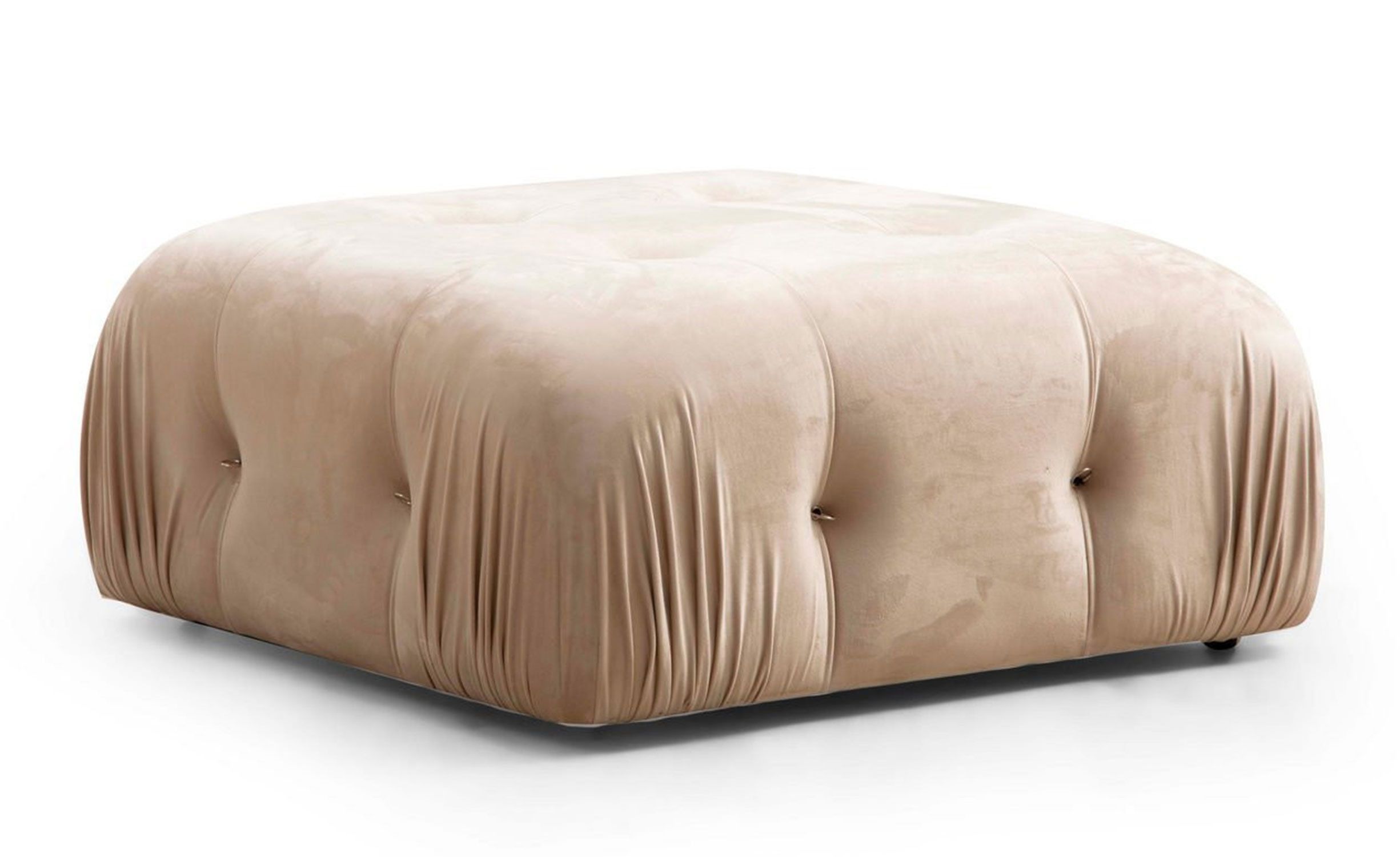 Pouf carré Nourhane Velours Beige | Leroy Merlin