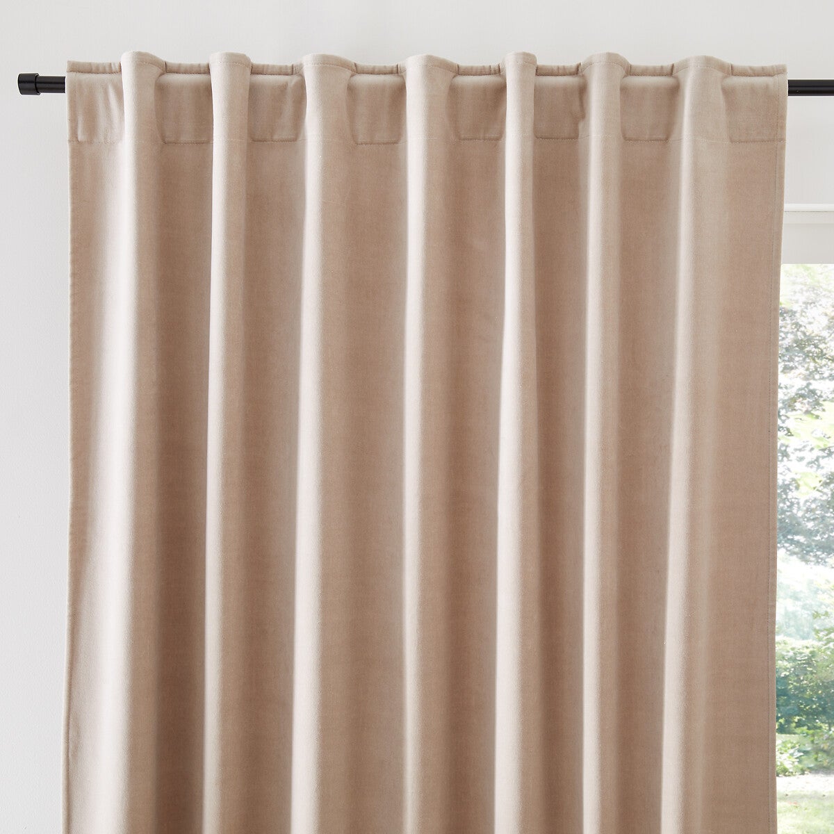 Rideau thermique velours pattes cachées, Velvet - Beige - 300 x 135 cm ...