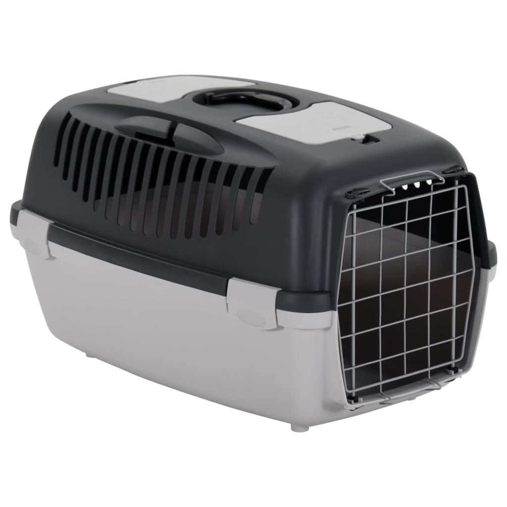 Maison Exclusive - Cage de transport animaux de compagnie gris noir ...