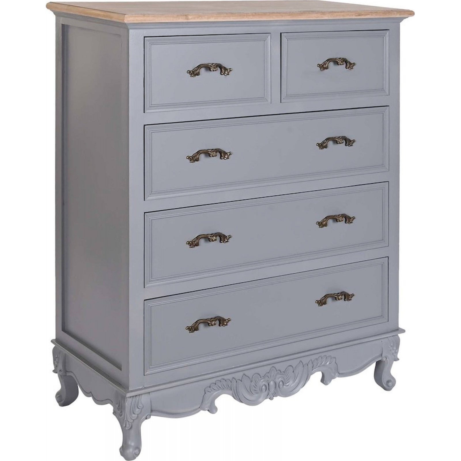 Commode élégance classique en bois gris naturel 80 x 40 x 96 cm Gris ...