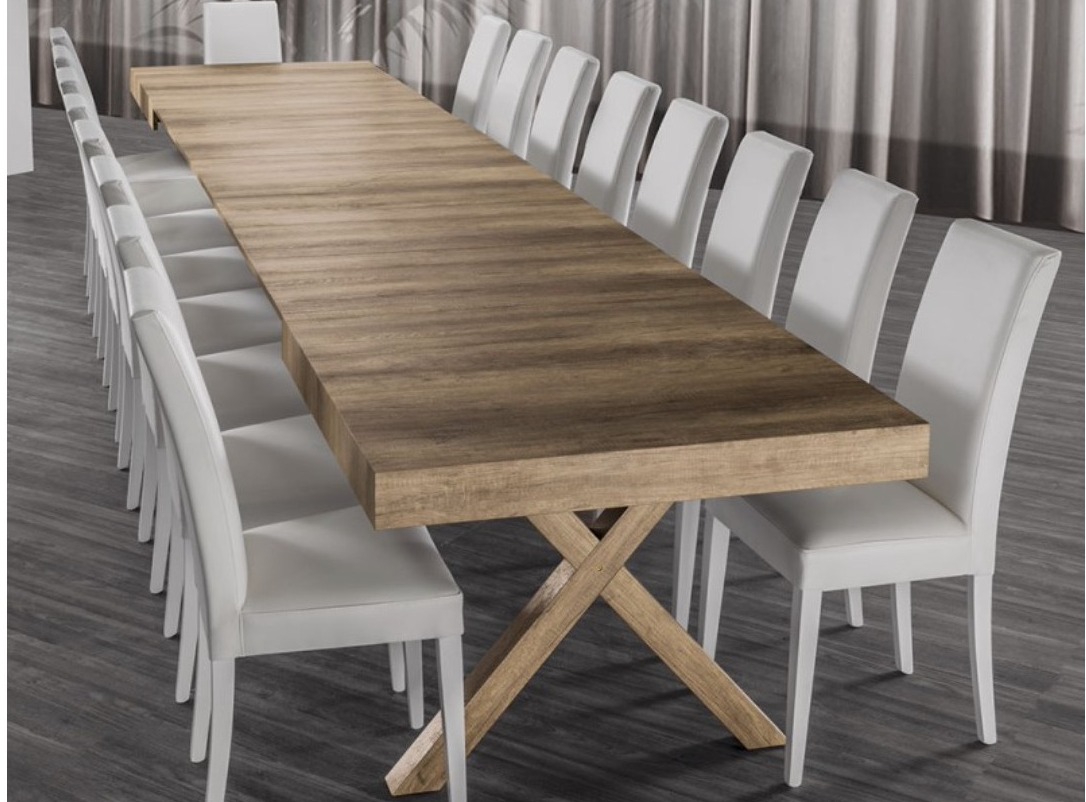 Table de repas extensible bois naturel 18 places jusqu'a 500cm Kopar-Taille Jusqu'a 360 cm ...