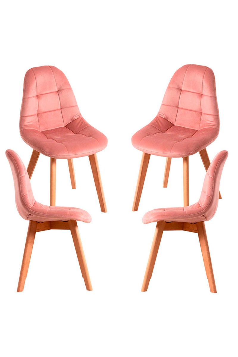 Pack 4 Sillas Kelen Terciopelo - Rosa | Leroy Merlin