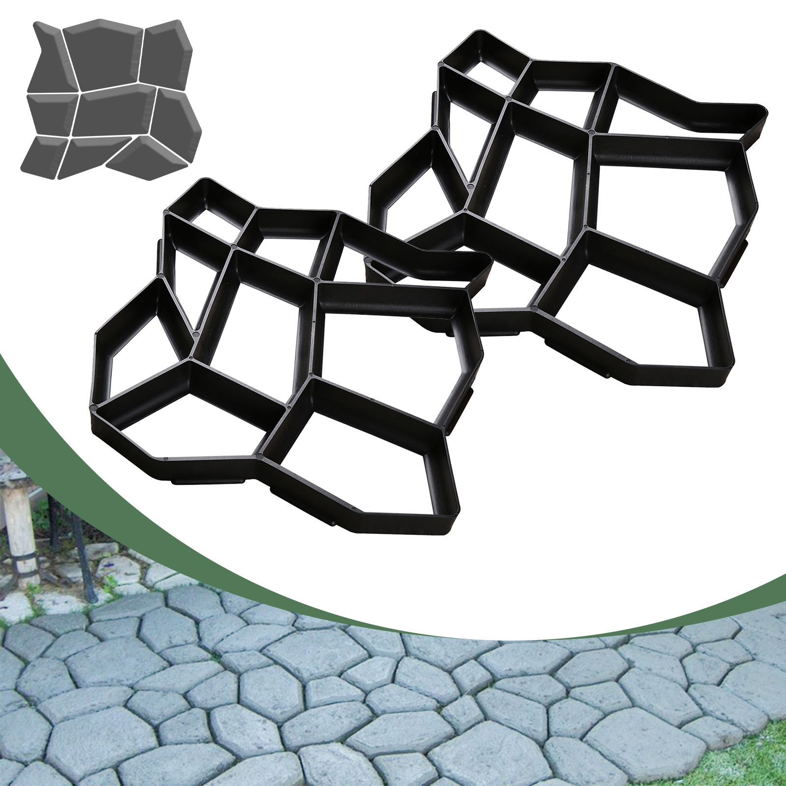 Molde para pavimento Molde de hormigón para césped, patio, jardín, patio, ladrillo, 2 piezas ...