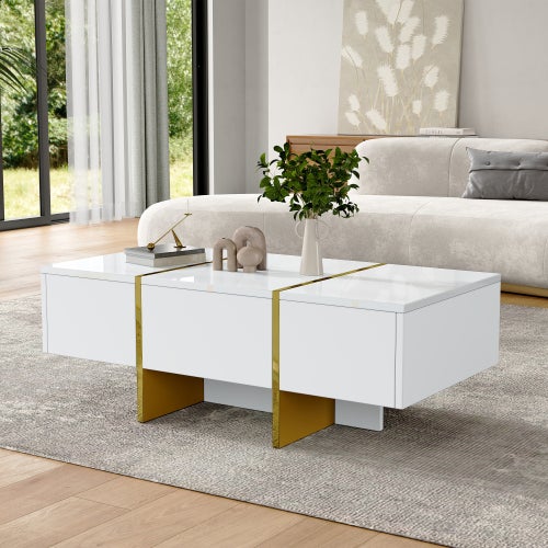 Mesa baja rectangular de 100x50x35 cm, con 4 cajones, espacio de almacenamiento, de MDF, color ...