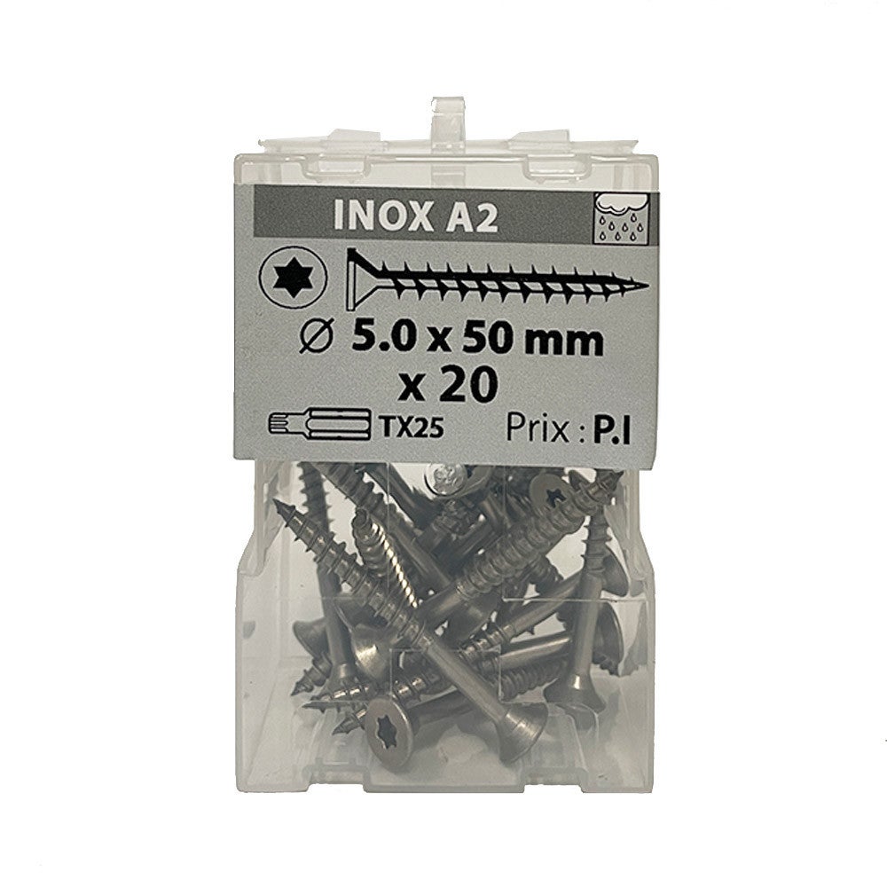 Boite 20 vis agglo 5 x 50mm tête fraisée Torx filetage partiel | Leroy ...