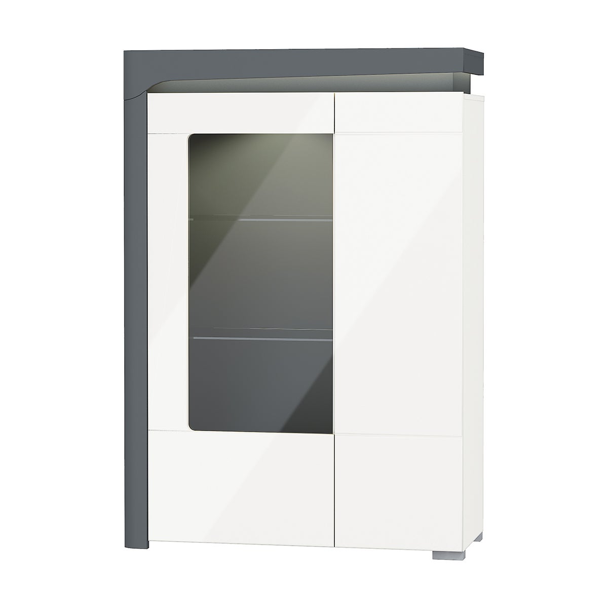Vaisselier 2 portes gauche LED inclus Teo Blanc et Gris | Leroy Merlin