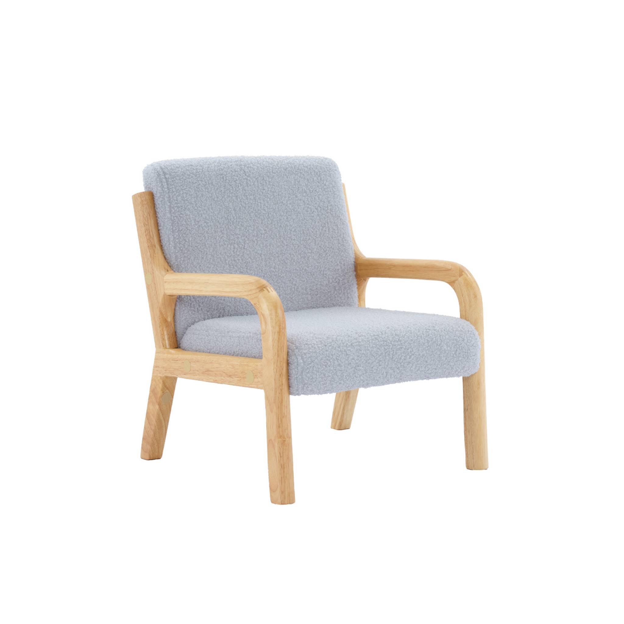 Sillón infantil escandinavo de madera y tela borreguito Gris ratón ...
