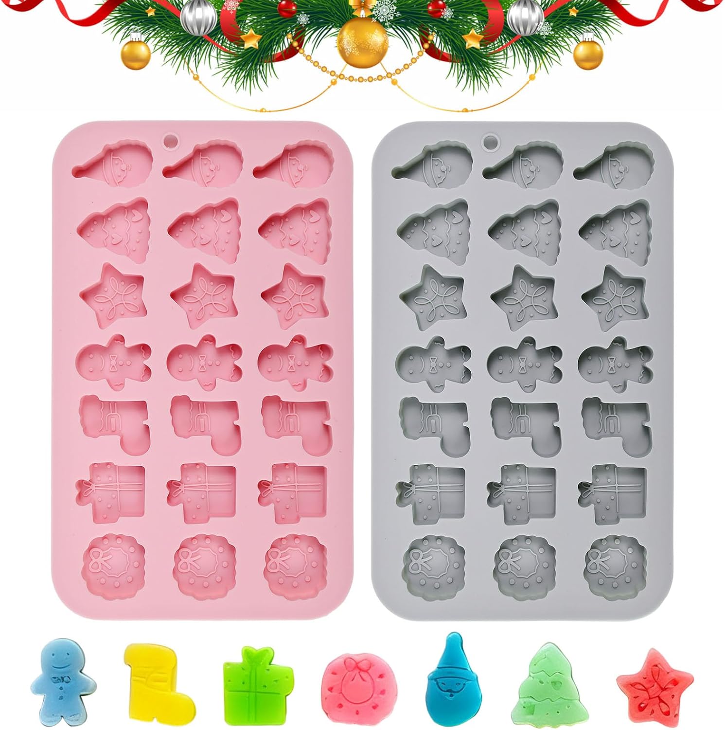 2PCS Moule Gateau Silicone de Noel Moule à Chocolat de Noël en Silicone ...