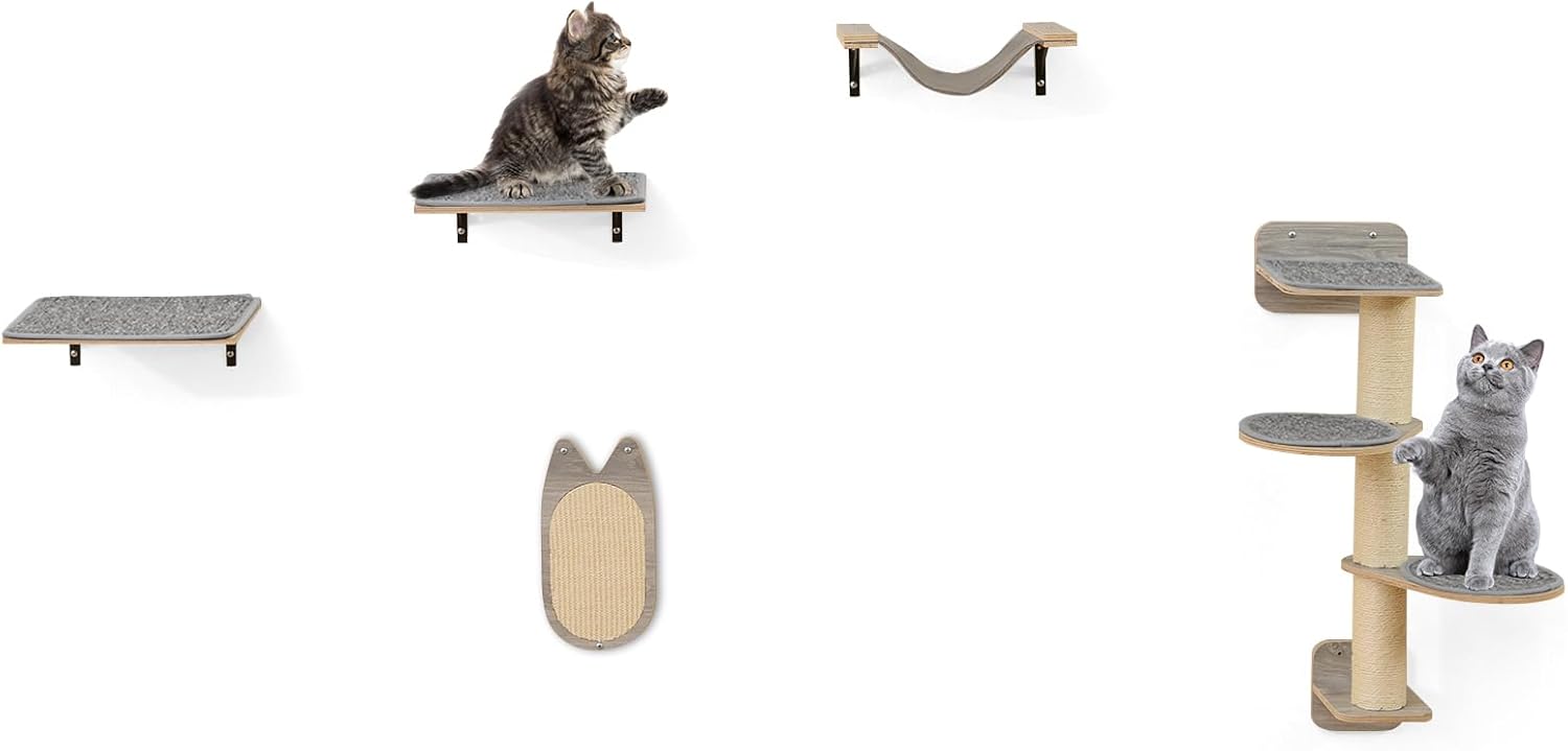 Arbre a Chat Mural, 5 Plateformes, Poteaux à Griffer et Planche à ...