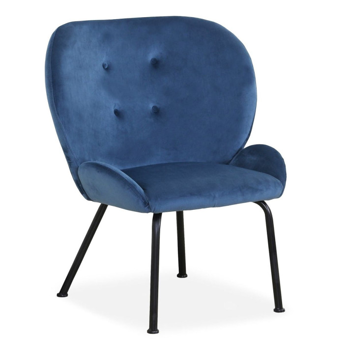 Fauteuil Design en Velours "Giovanni" 86cm Bleu | Leroy Merlin