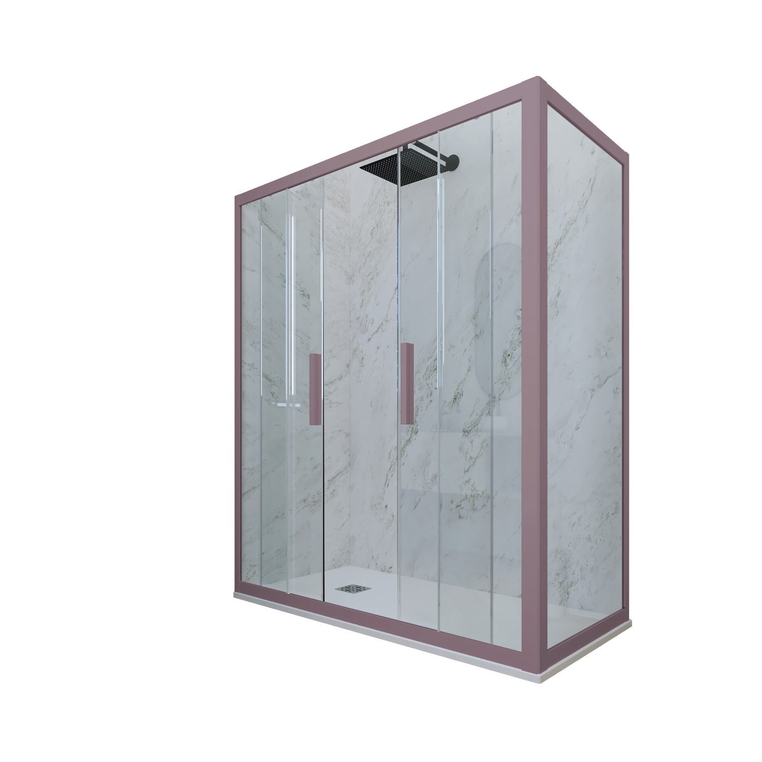 Cabine parois de douche coulissante 80x170 cm H 200 en PVC Lavande ...