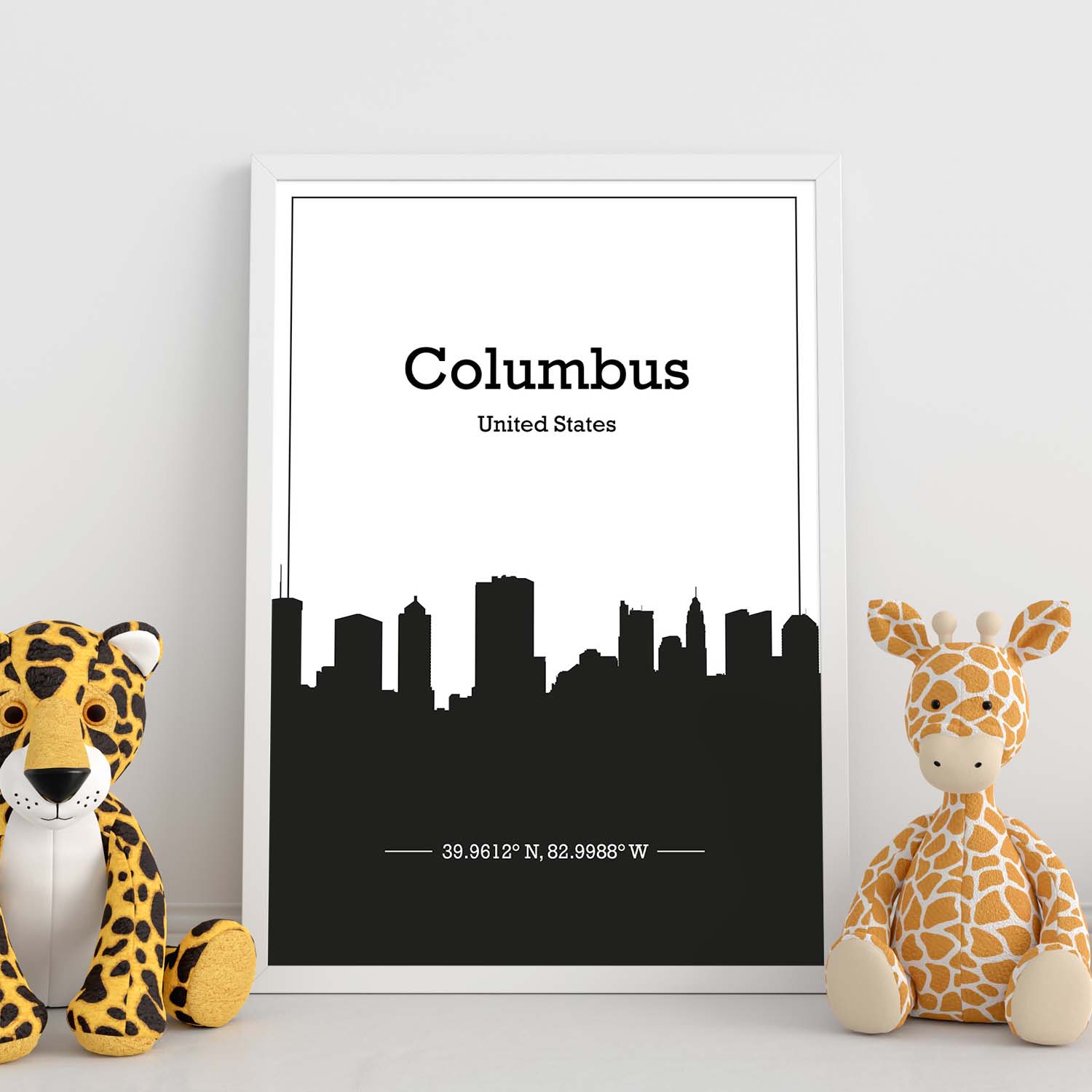 Columbus Map Poster - Usa. Fette Di Skyline Di Cittã Negli Stati Uniti ...