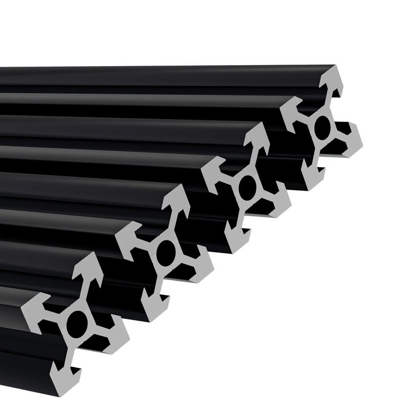 Perfil de aluminio de 1000 mm (20 x 20 mm), según norma europea 2020V, anodizado negro 6063 ...