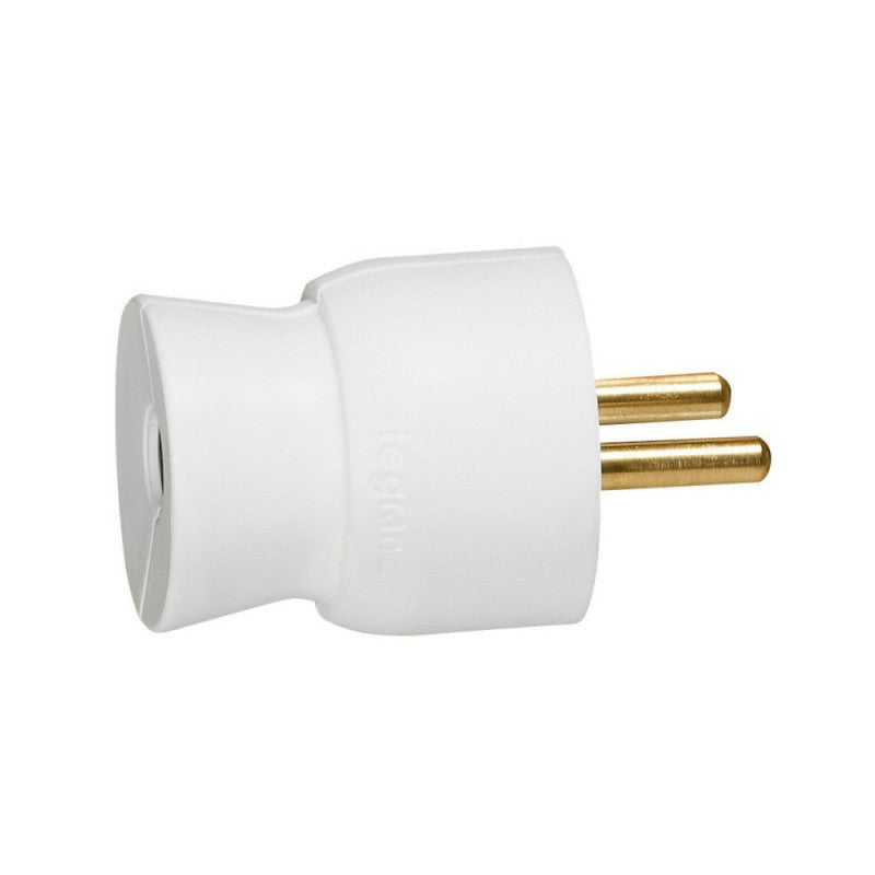 Enchufe plástico macho 2P+T 16A recto blanco | Leroy Merlin