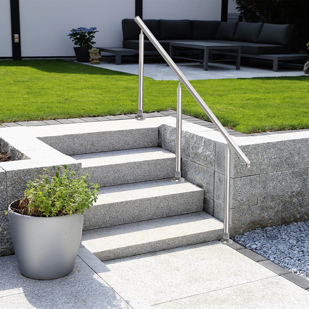 Rampe garde-corps aluminium rond 2m pose à visser au sol, PRAGUE, en ...