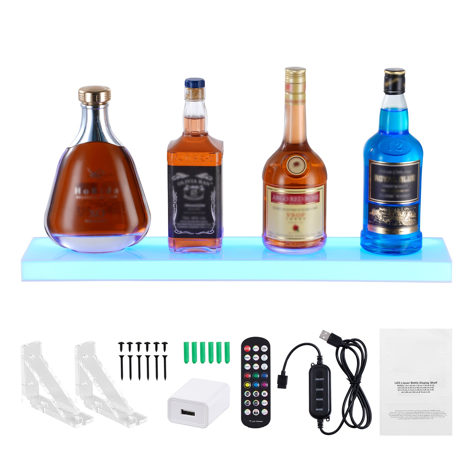 SucceBuy Expositor de botellas de alcohol LED 24 pulgadas, estante ...