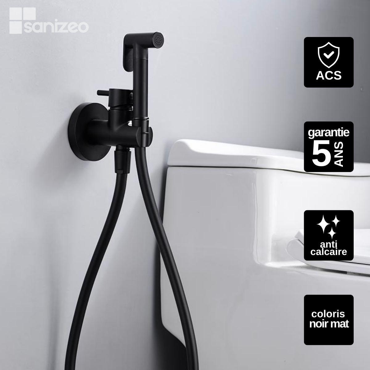 Kit Doccetta anticalcare Igienica incassata Water ou Bidet Bagno Nero ...