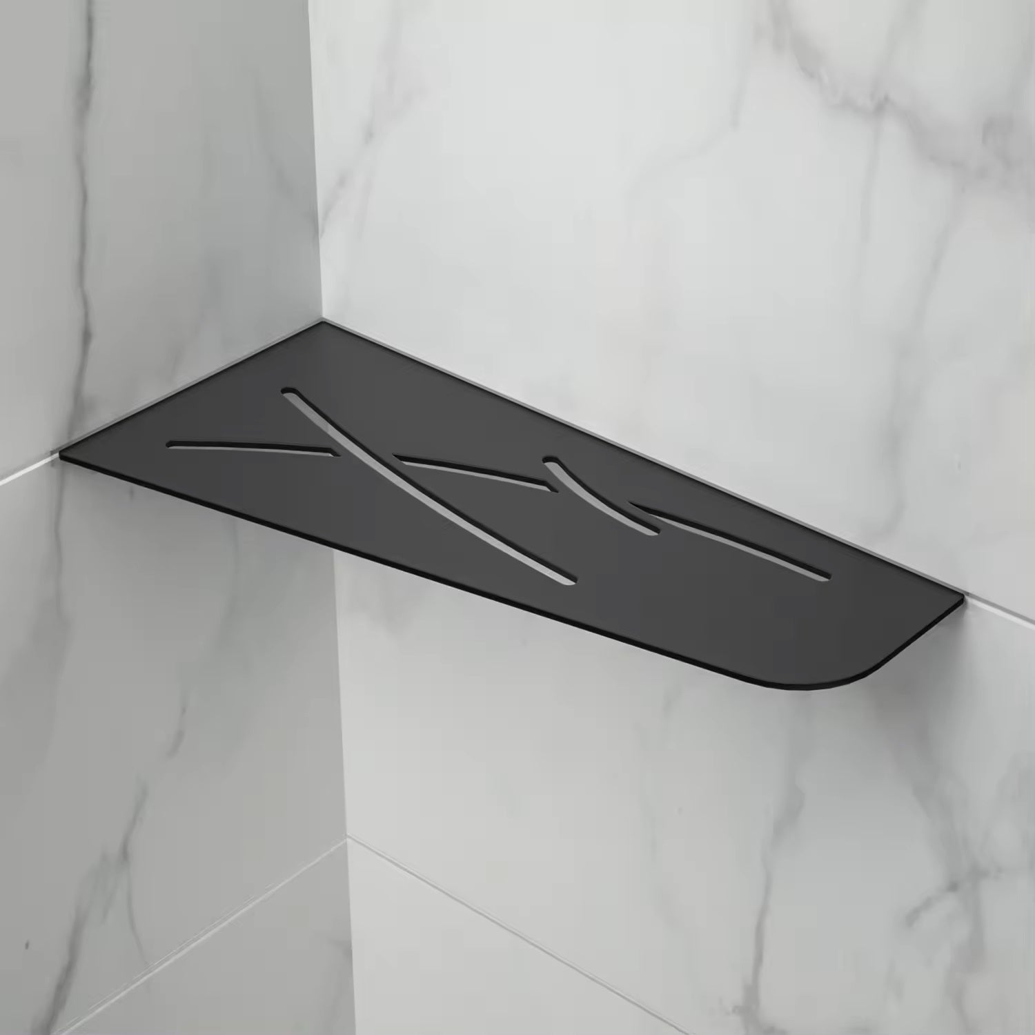 Tablette d'angle murale de douche Swag Rectangular - Noir mat | Leroy ...