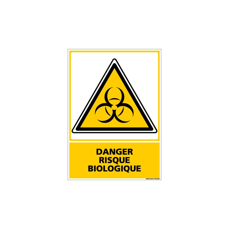 Panneau DANGER RISQUE BIOLOGIQUE (C0616) 150 x 210 mm Matière Adhesif ...