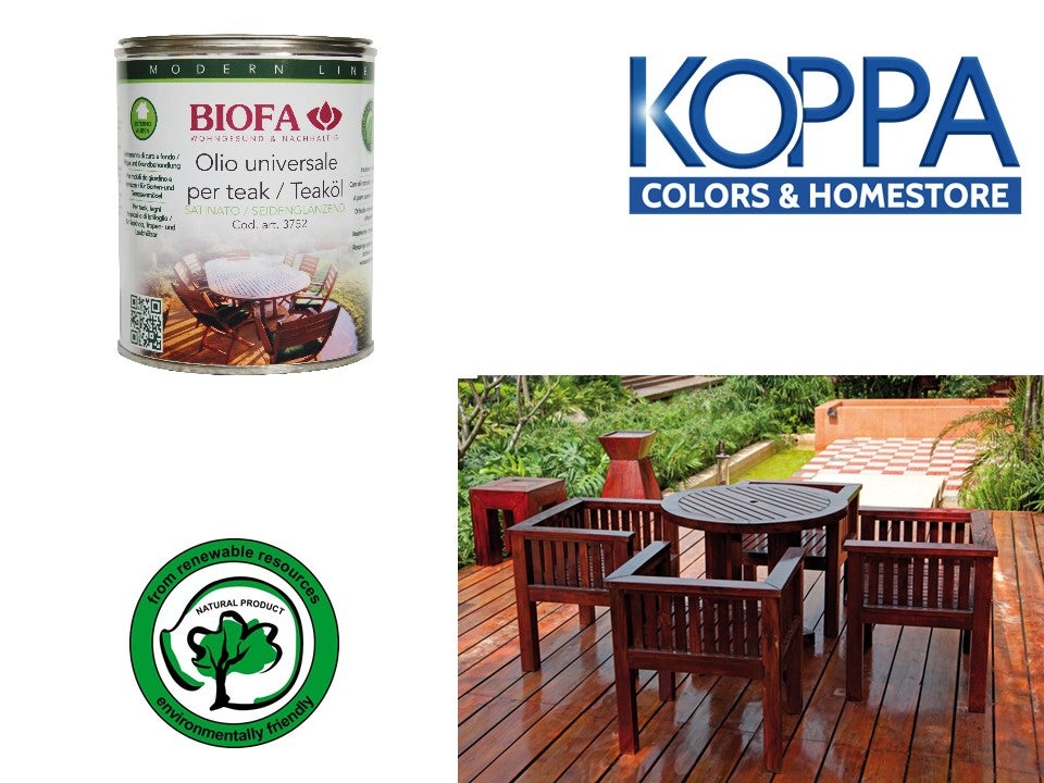 BIOFA 3752 - 5178 ROVERE CHIARO 1 lt l Olio naturale universale per l'arredo in legno esterno ...