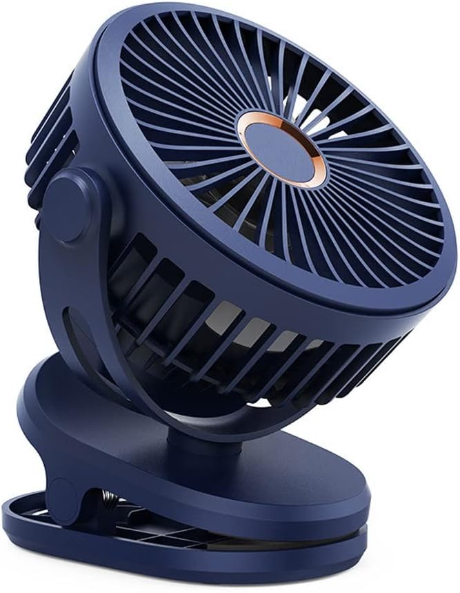 Mini ventilatore a clip da 10000 mAh, blu scuro, 4 velocità, 7 pollici ...