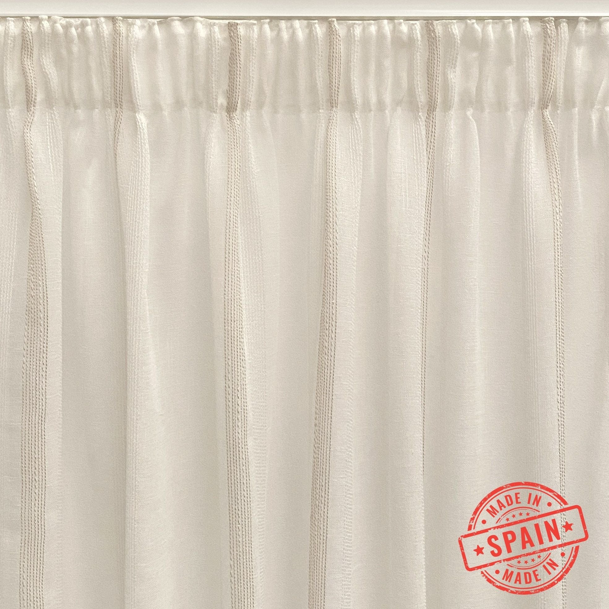 Cortina translúcida beige confeccionada cinta multifunción | Leroy Merlin