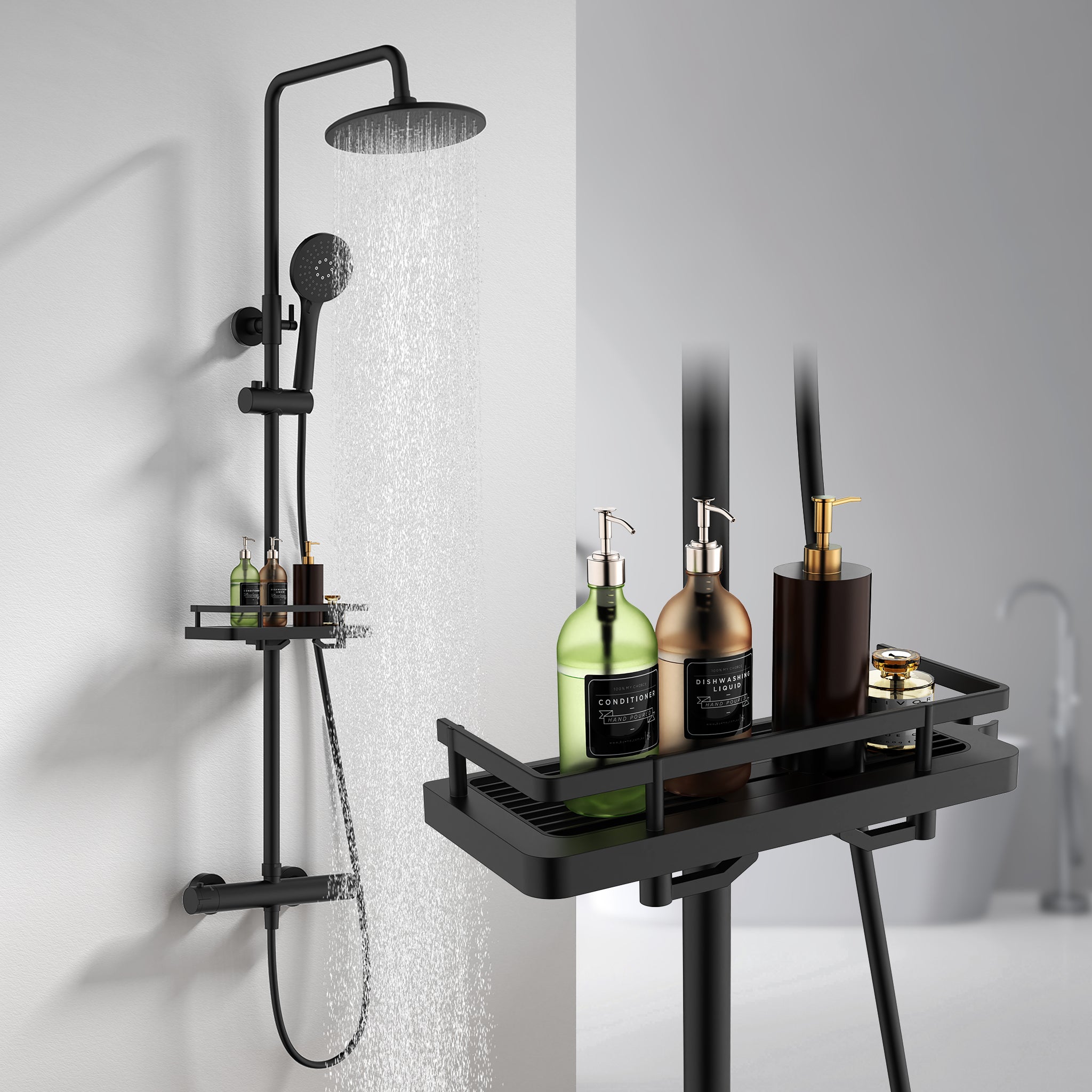 Système de douche avec thermostat et tablette de douche - Ensemble de ...