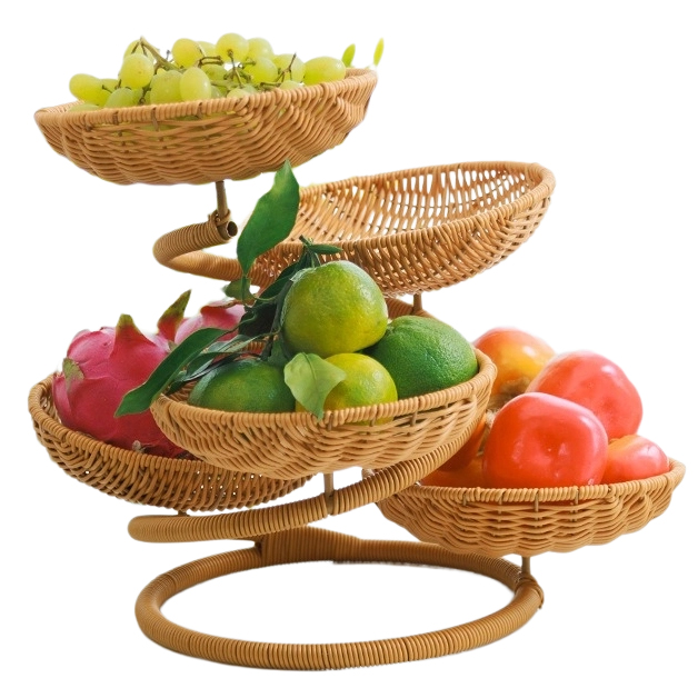 Panier à Fruits en Rotin Imité Tissé à la Main – Panier de Pain Créatif ...