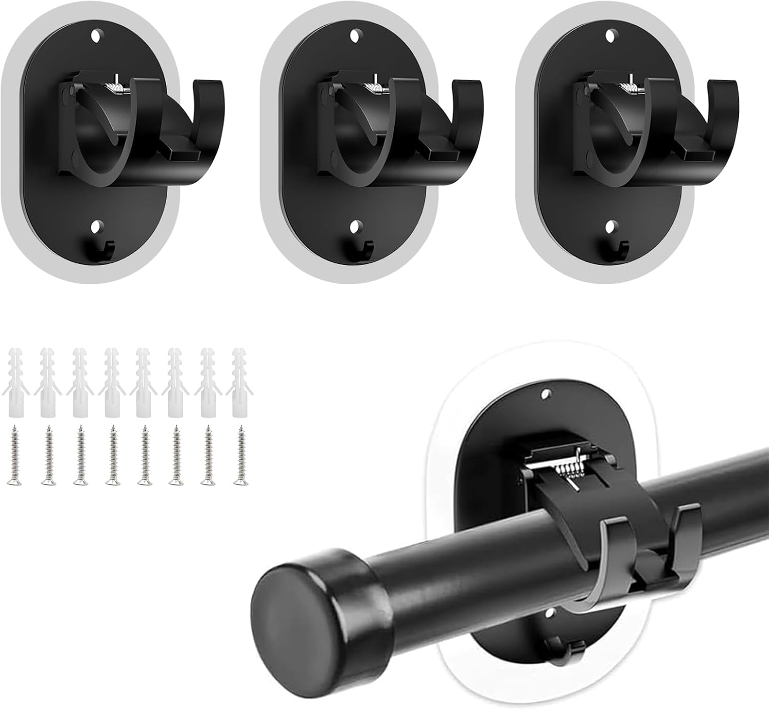 Support Rideau sans Percage, 2 Paires Accroche Rideau sans Percage ...