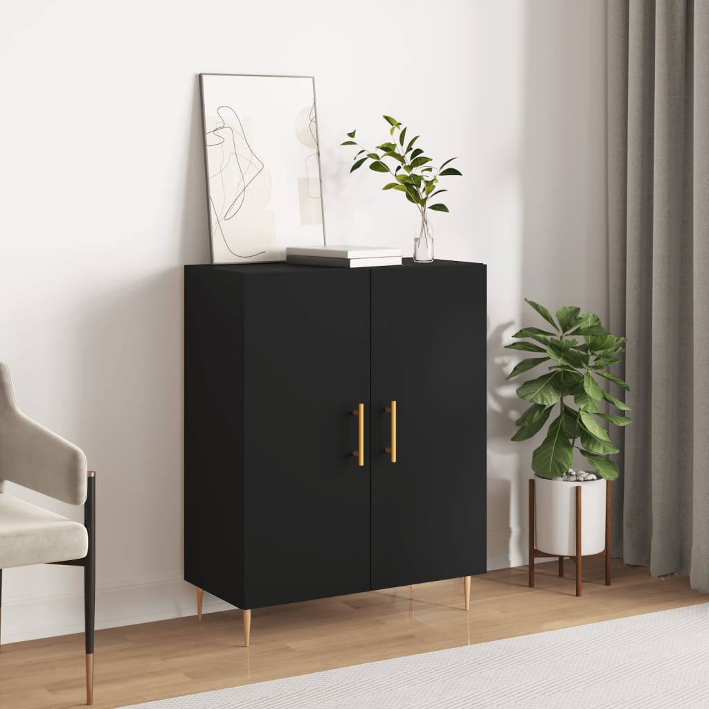 Buffet noir 69,5x34x90 cm bois d'ingénierie | Leroy Merlin