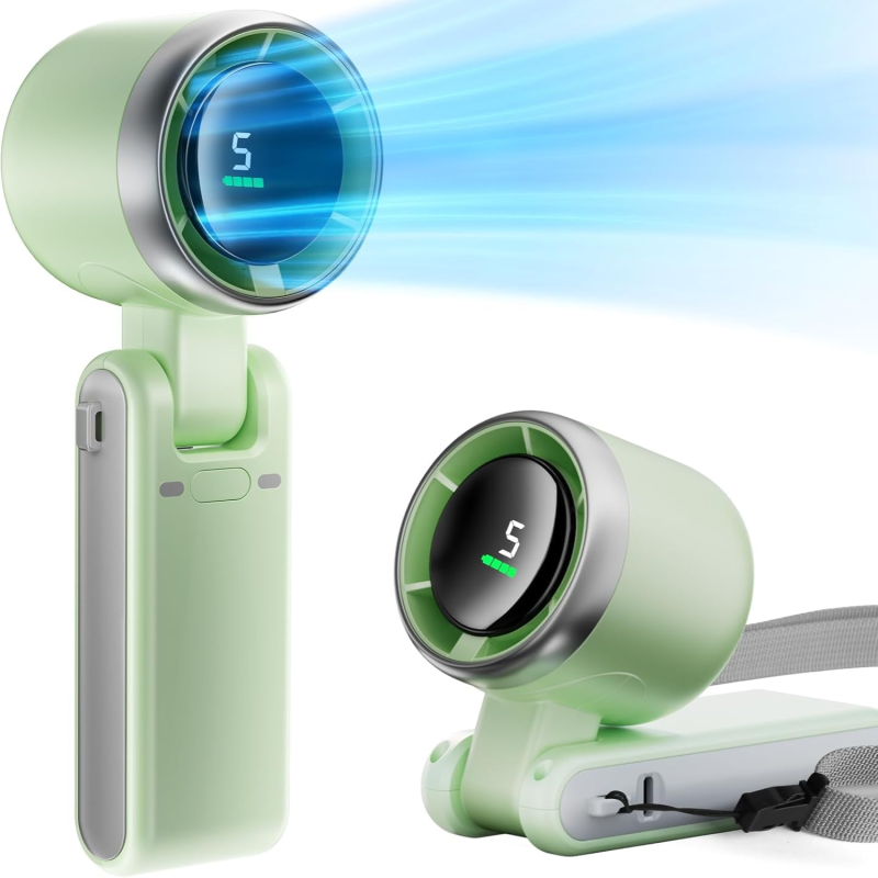 Ventilador portátil plegable USB, 5 velocidades, batería 3600 mAh (10 h ...
