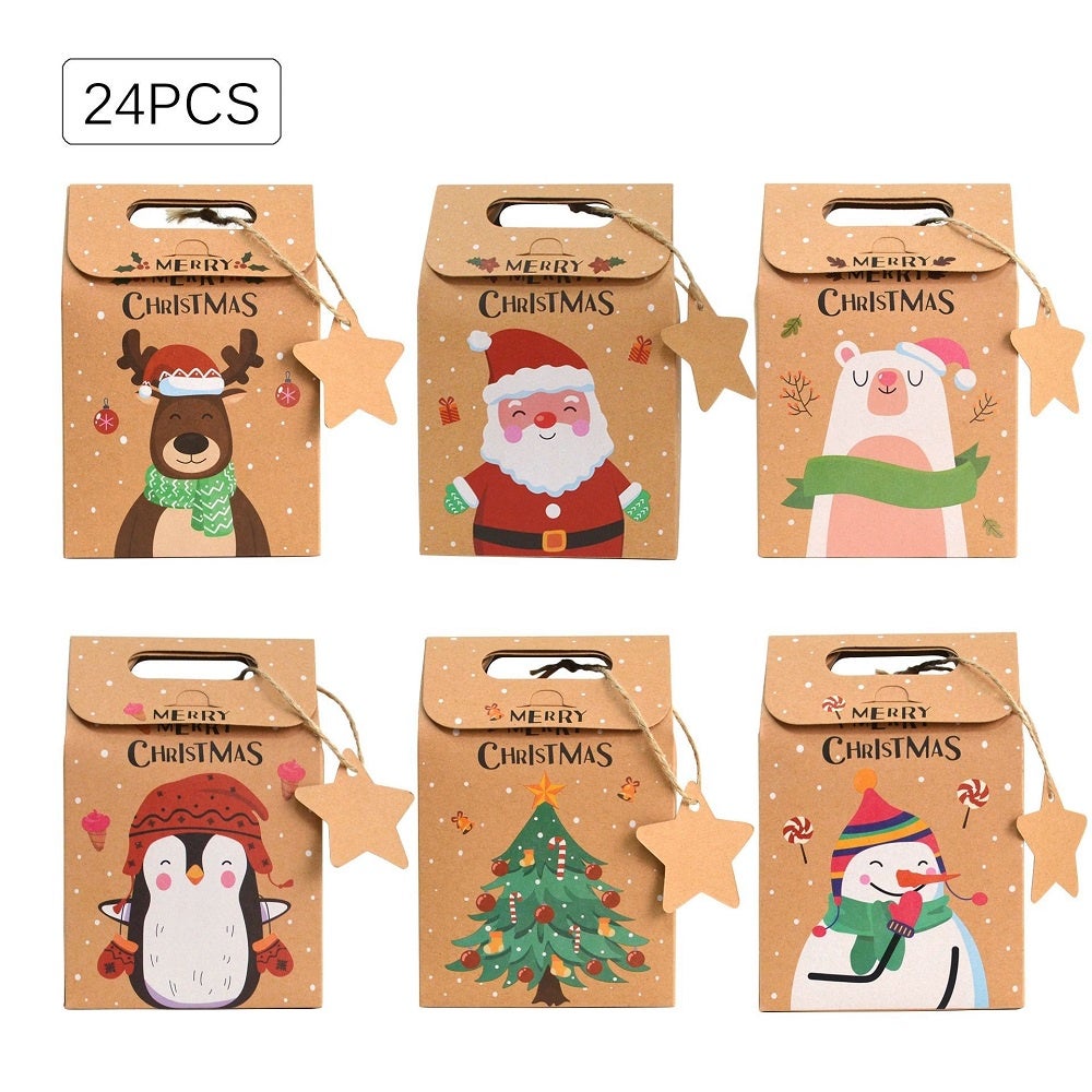 Sacs Cadeaux Noël Lot de 24 - Emballage Cadeaux de Noël 9.4X6X14cm ...