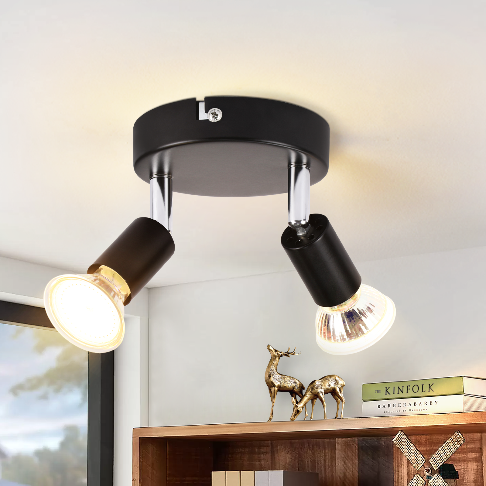 NETTLIFE Lámpara de Techo LED GU10 - 2 Focos de Techo Redondos Modernos de 350° para Cocinas ...