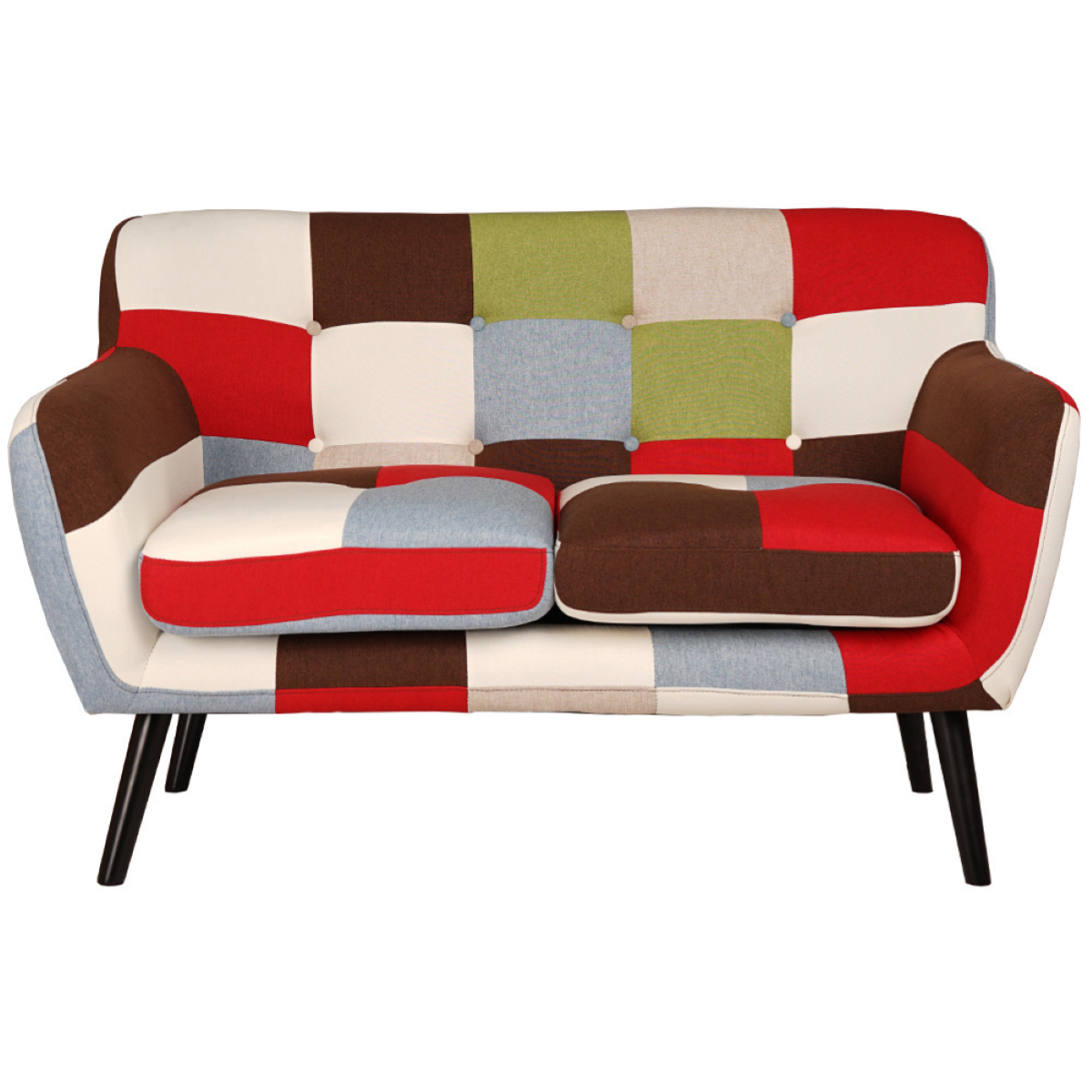 Canapé 2 places en tissu patchwork 130cm avec pieds en métal | Leroy Merlin