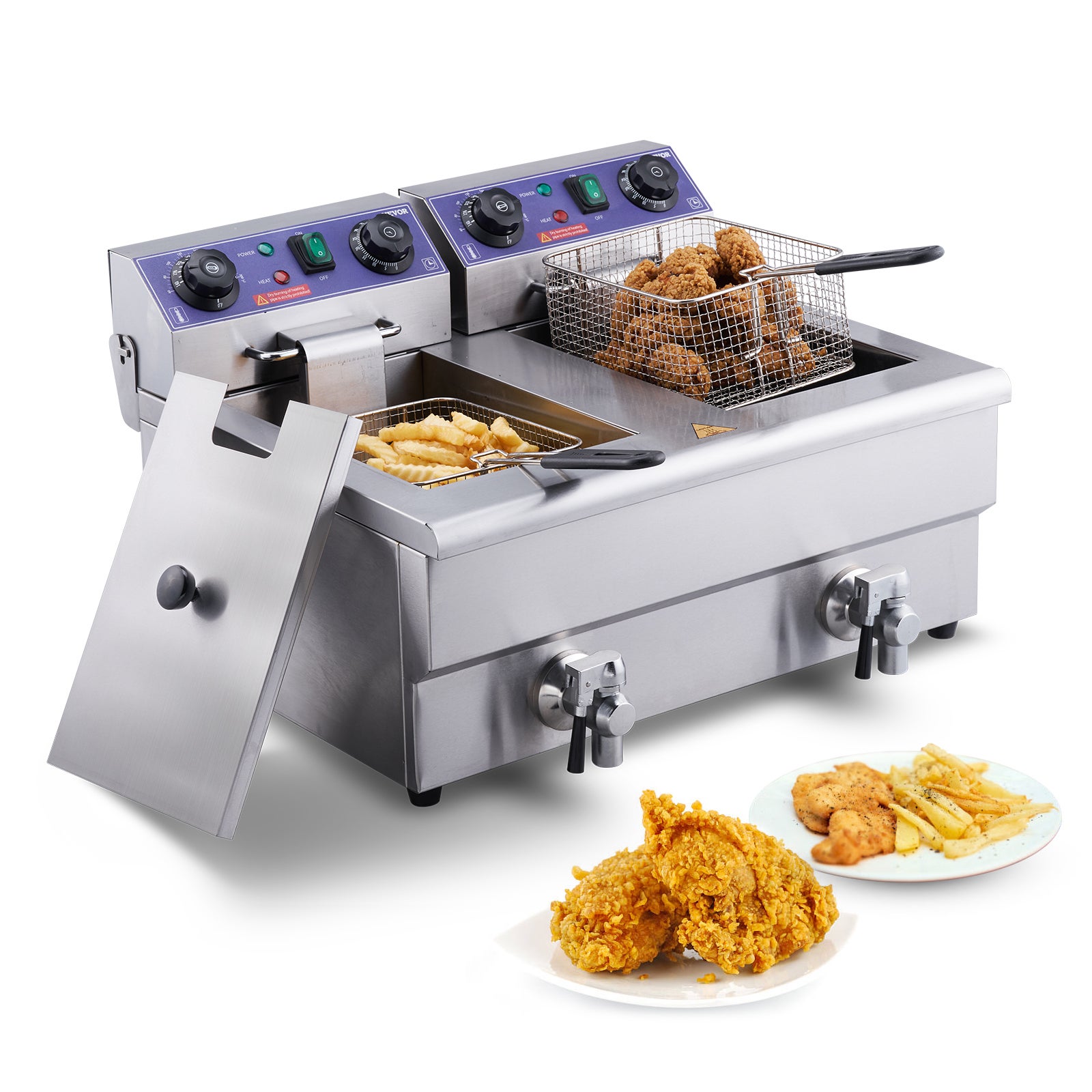 Friteuse Electrique Commerciale VEVOR 2 Cuves de 12 L 6000 W Friteuse a ...
