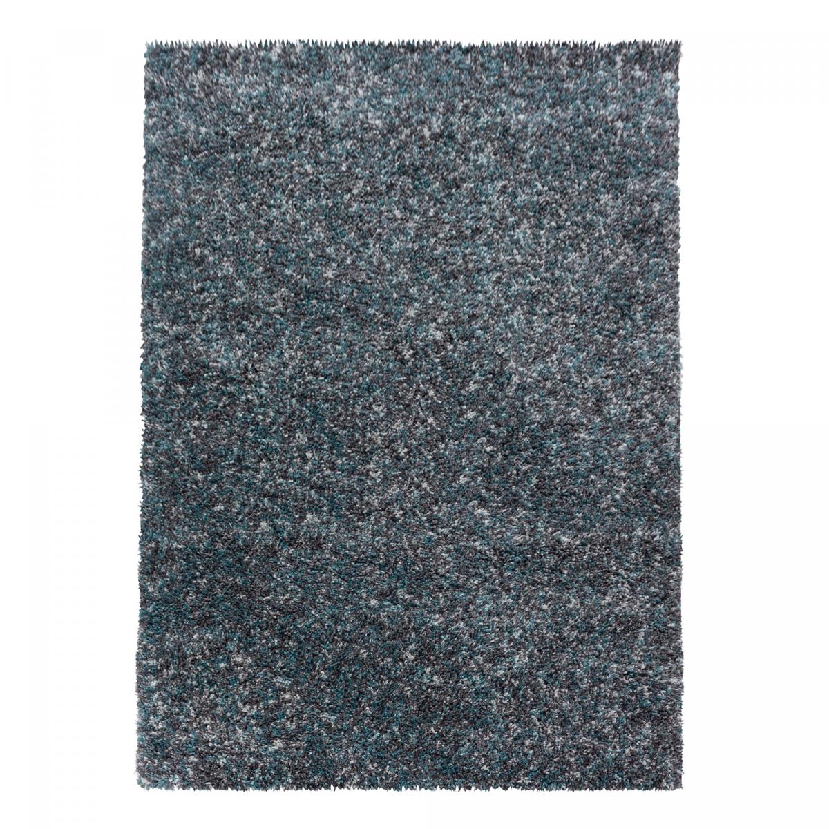 Tapis poils longs shaggy 60x110 rectangle tissé bleu motif faux uni UNI D | Leroy Merlin