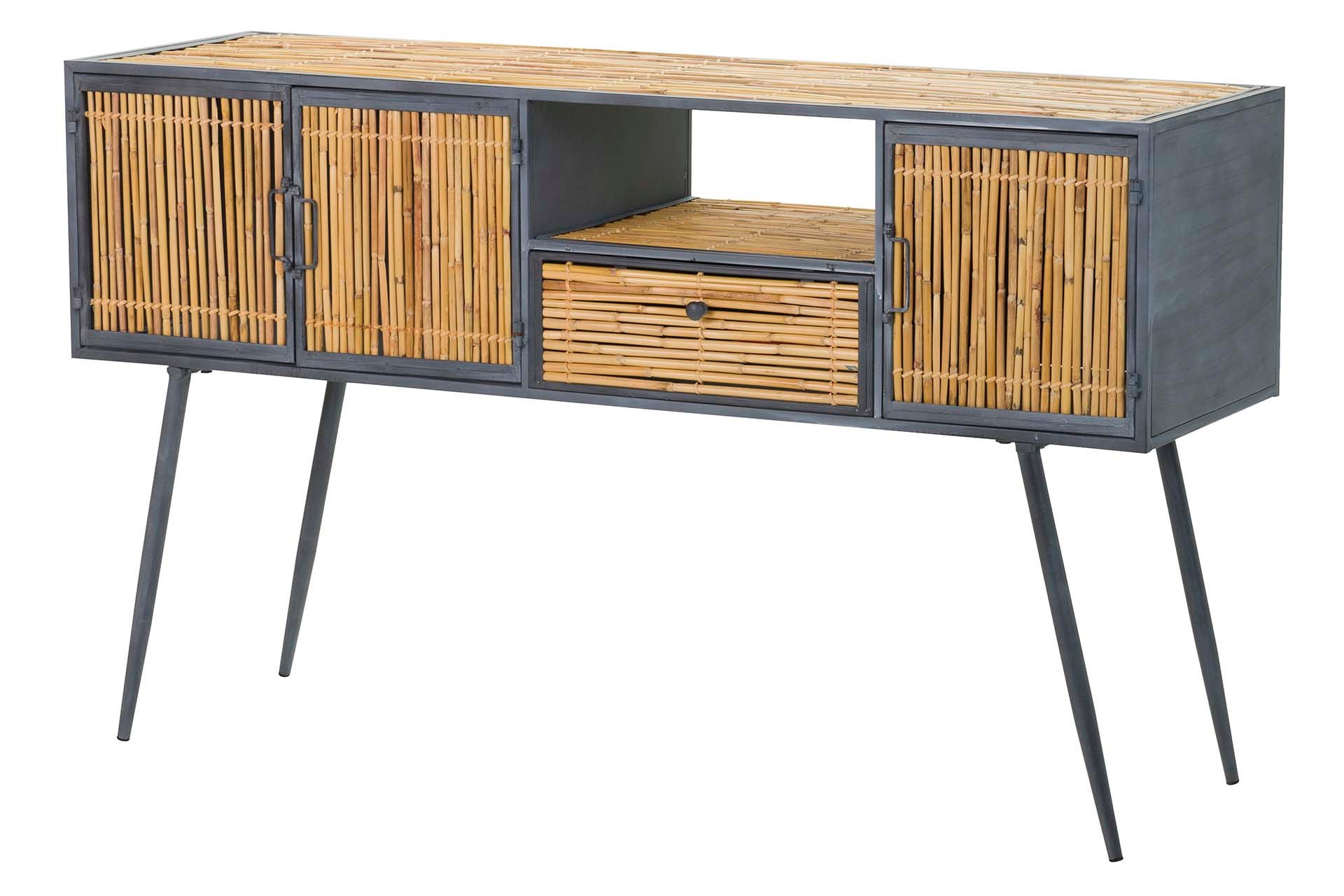 Consola Metal Bambu Azul Marron 135X41X80 Cm | Leroy Merlin