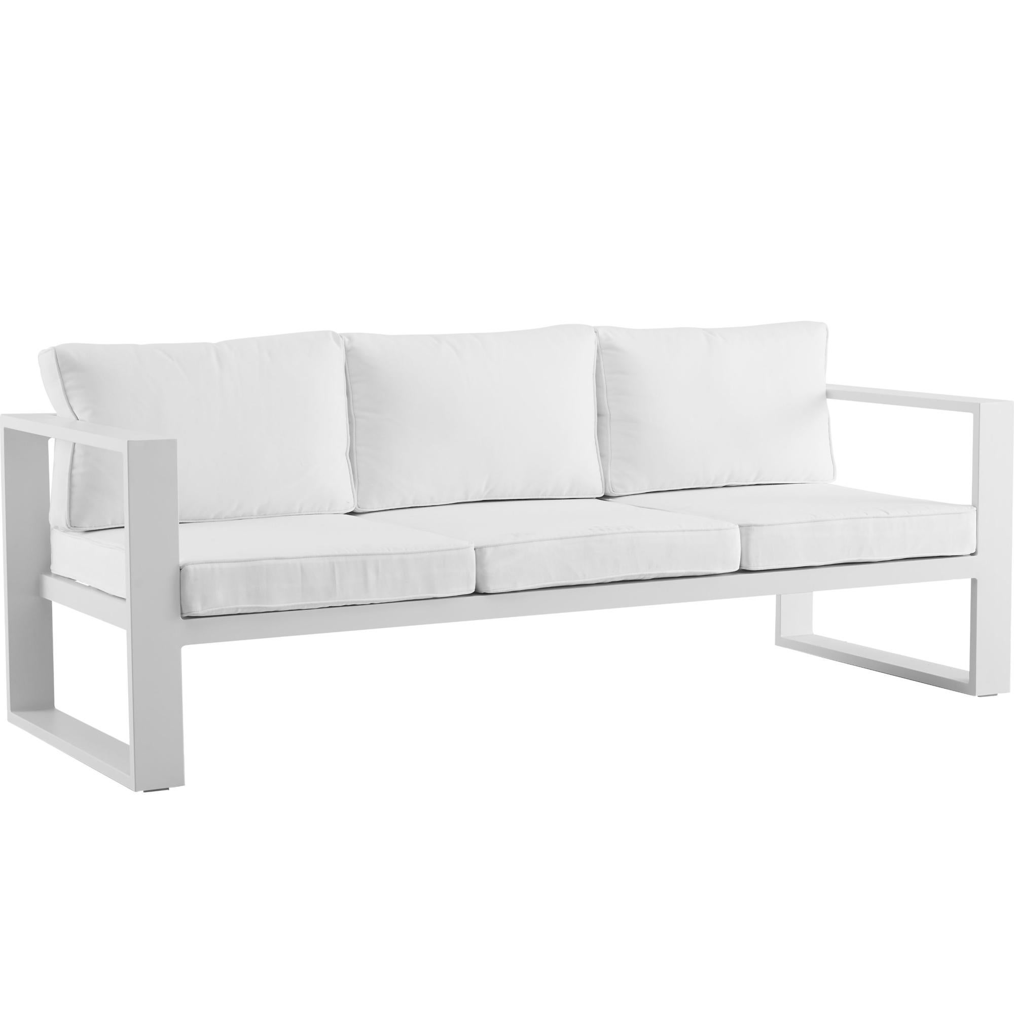 Sofa 3 plazas Marbella exterior y jardín de aluminio blanco y cojineria ...