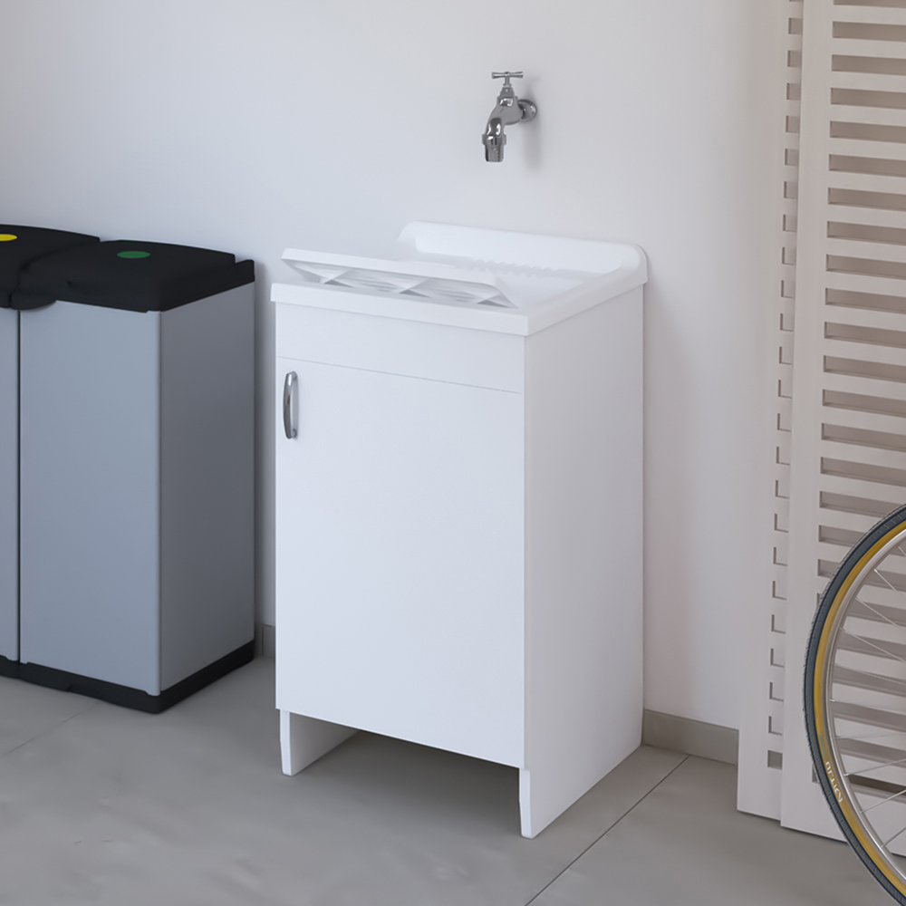 Meuble sous-vasque blanc 45x50 cm en kit avec bac et planche Ikaro ...