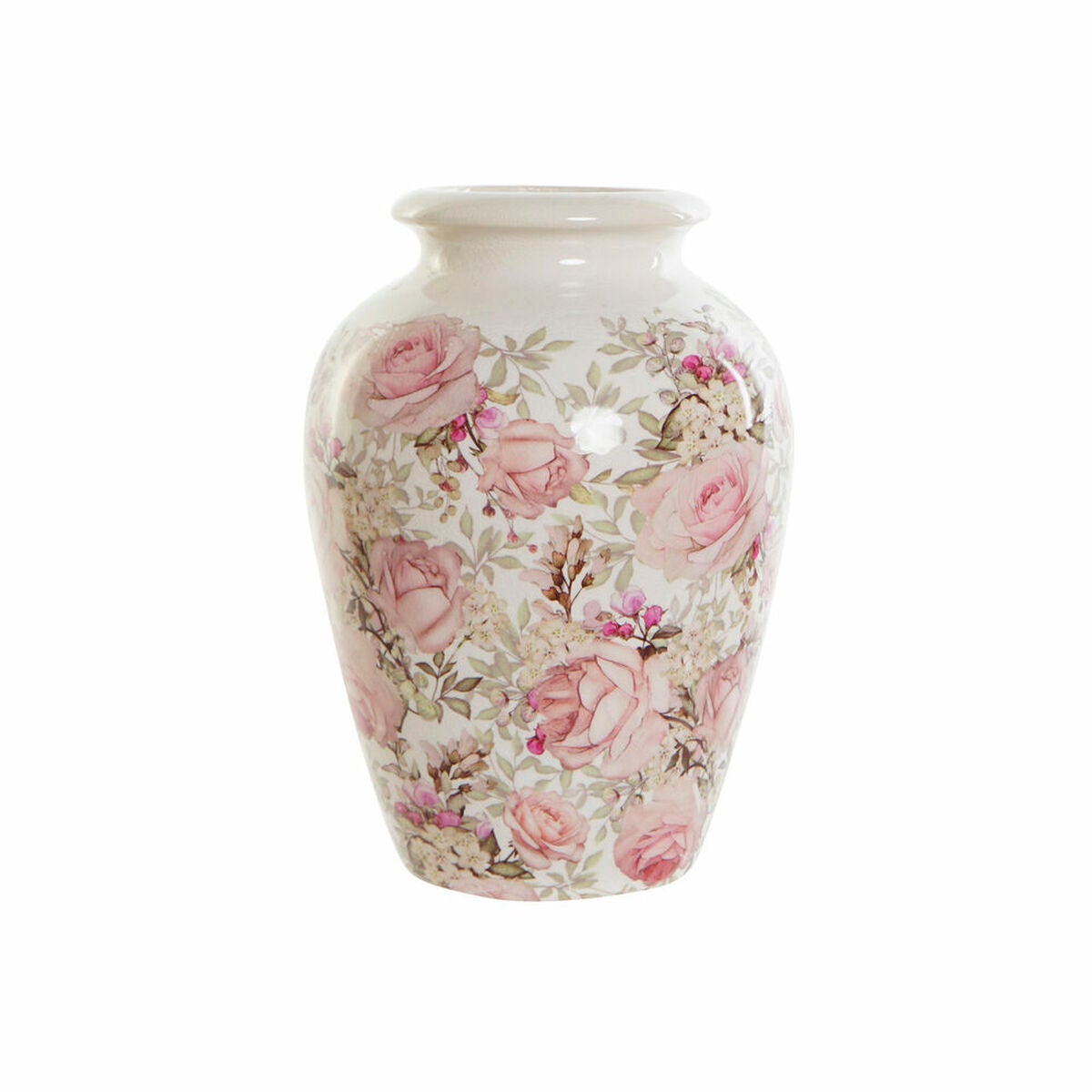 Vase DKD Home Decor Blanc Rose Céramique Shabby Chic (18 x 18 x 25 cm ...