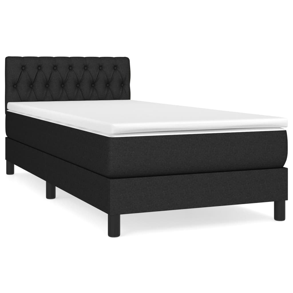 Cama box spring con colchón tela negro 90x200 cm | Leroy Merlin
