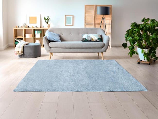 Alfombra Shaggy De Pelo Largo 200x300 Cm Azul Claro Milinio