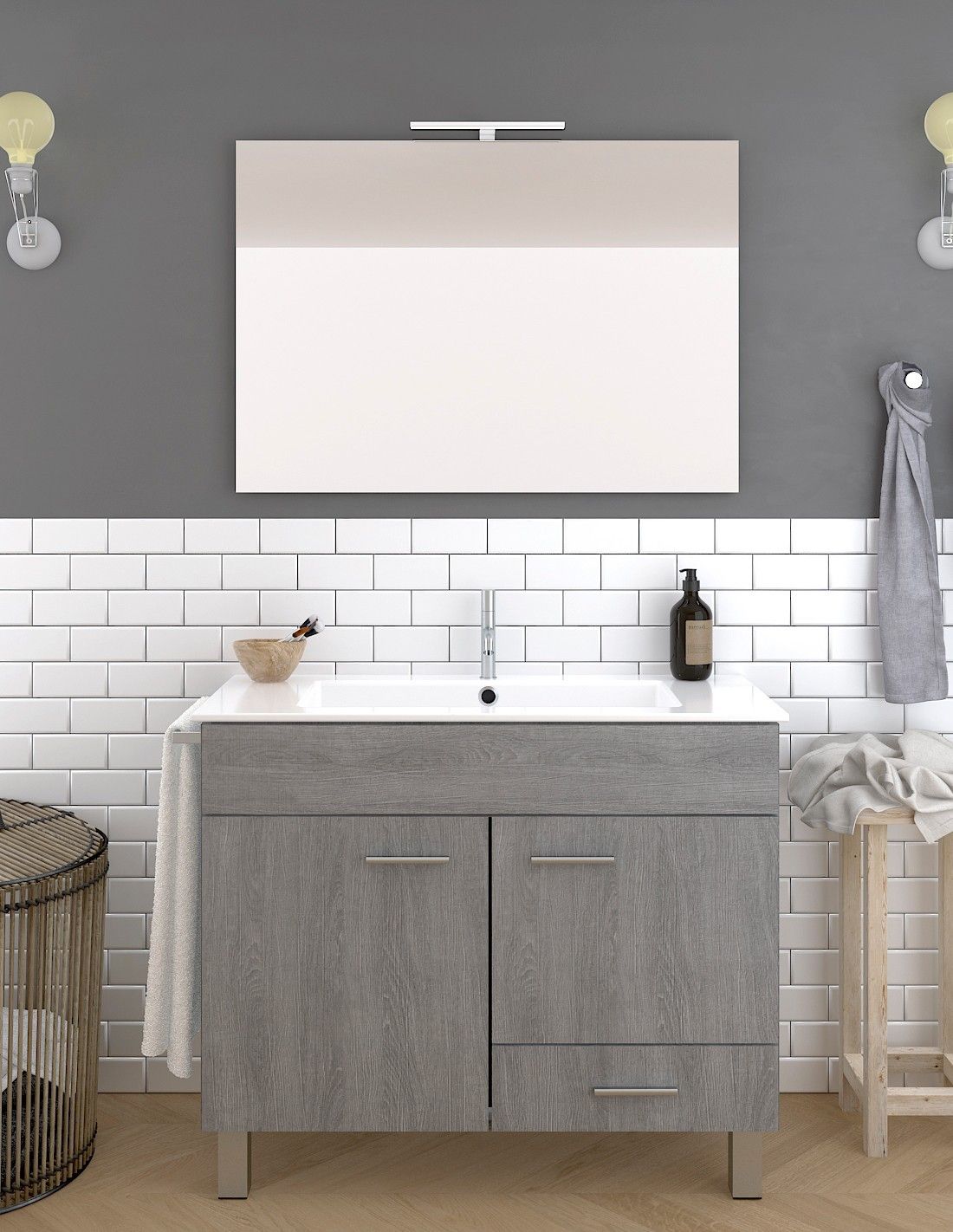Meuble de salle de bain Samos 2 portes et 1 tiroir Avec lavabo et ...