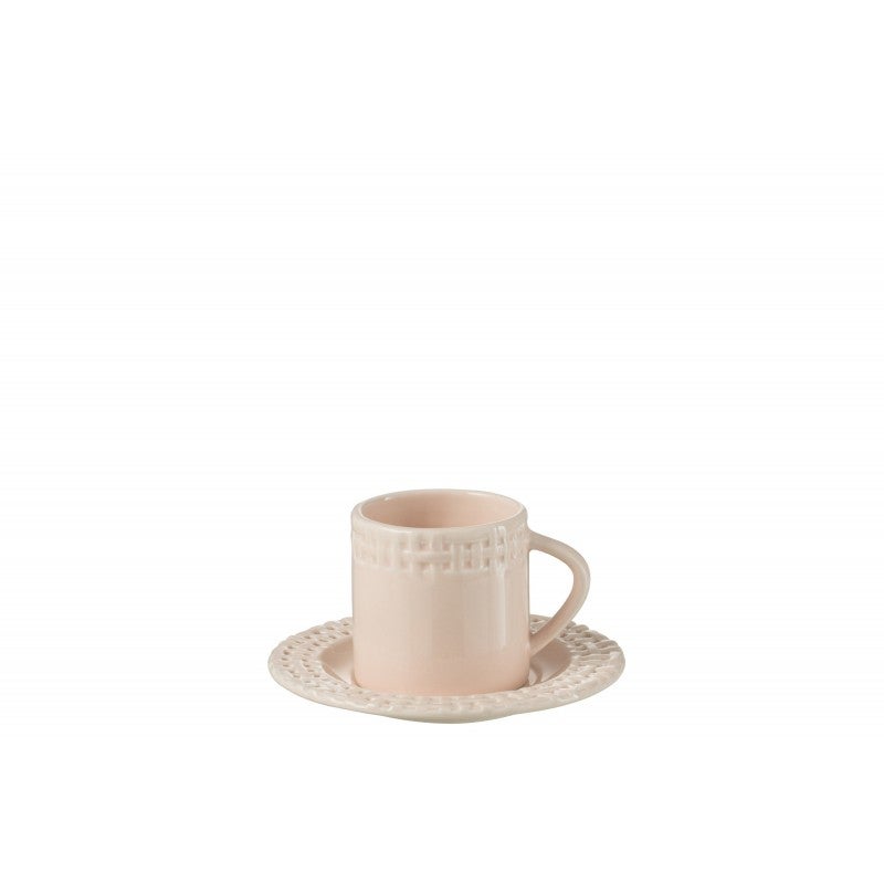 Tasse avec sous-tasse en céramique rose 14x14x9 cm | Leroy Merlin