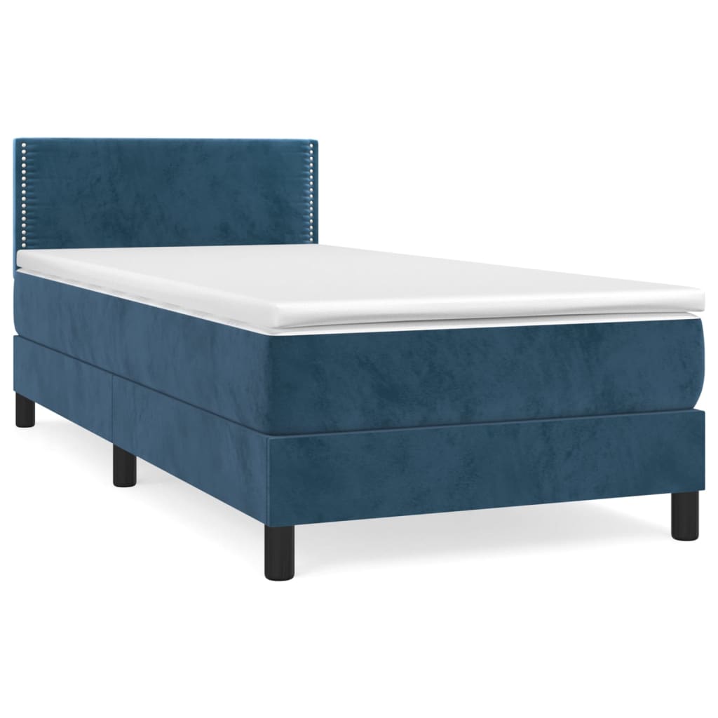 Cama box spring con colchón terciopelo azul oscuro 90x200 cm | Leroy Merlin