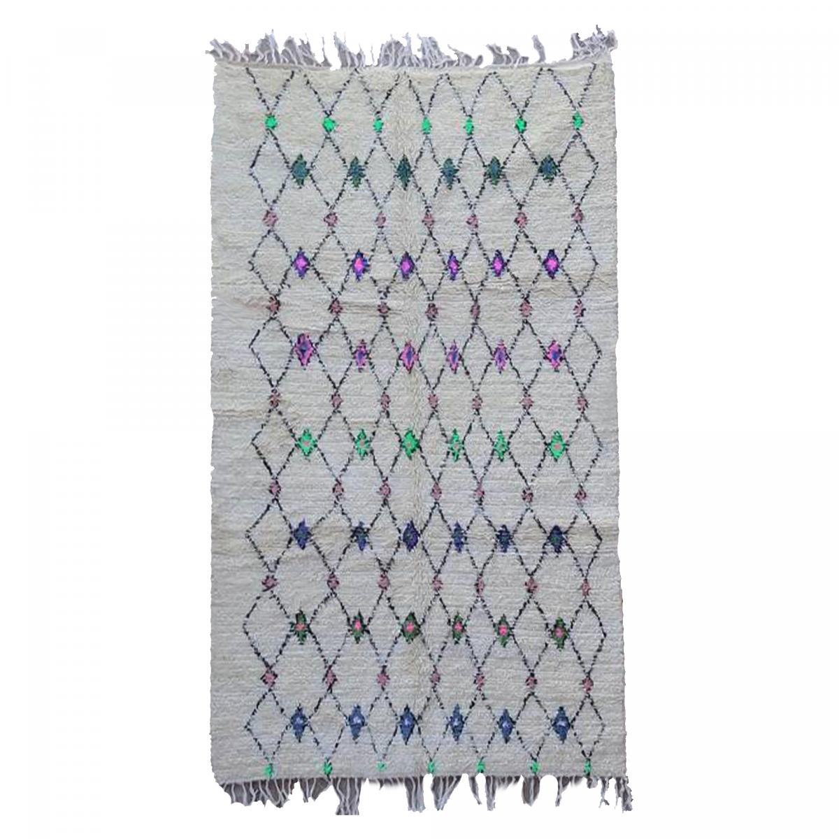 Authentique tapis berbère 145x250 fait main en laine gris et noir ...