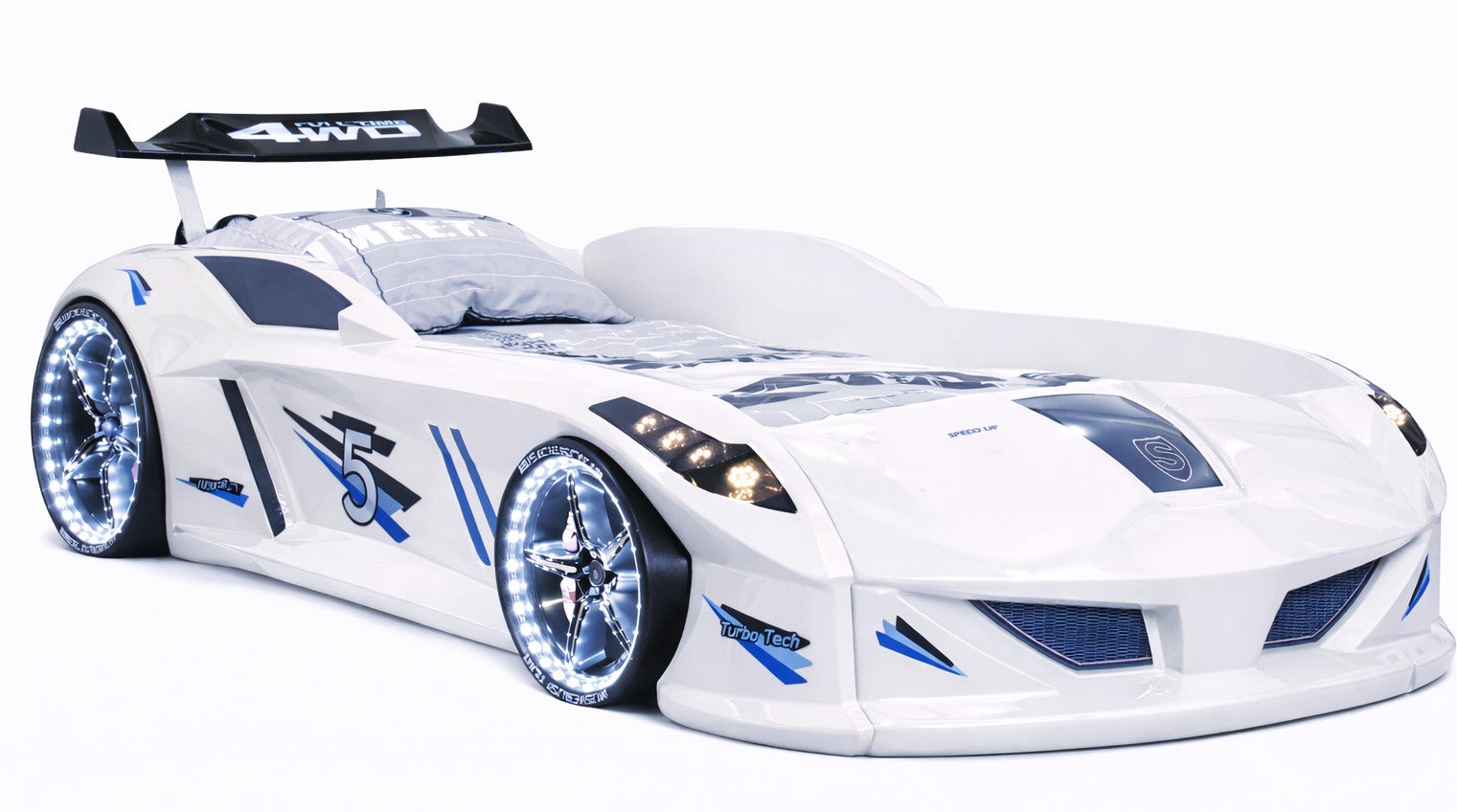 Lit voiture FORMULE 1 avec LED et bruitages – 90x190-Blanc | Leroy Merlin